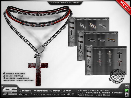 Second Life Marketplace - **RE** Rebel Cross Necklace Model 1 * MESH ...