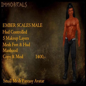 Second Life Marketplace - IMMORTALS EMBER SCALES MALE AVATAR