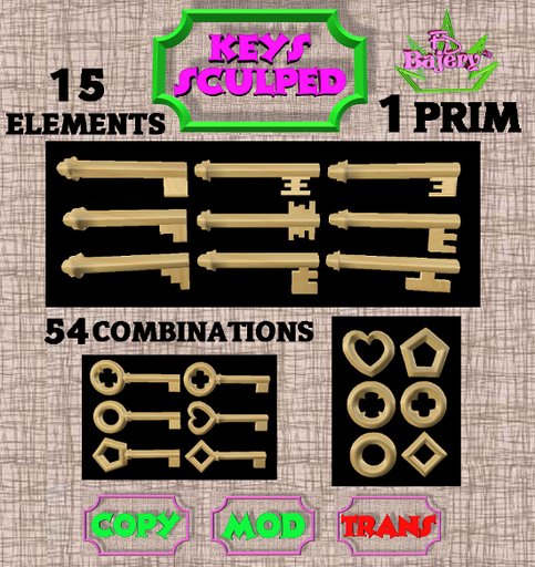 Second Life Marketplace - KEYS SCULPTED KIT - 1 PRIM