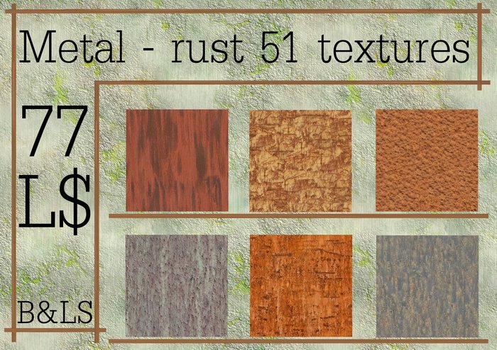 Second Life Marketplace - B&LS - metal - rust - 51 textures