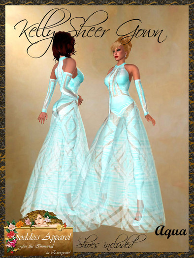 Second Life Marketplace - *Goddess* Kelly Sheer Gown in Aqua