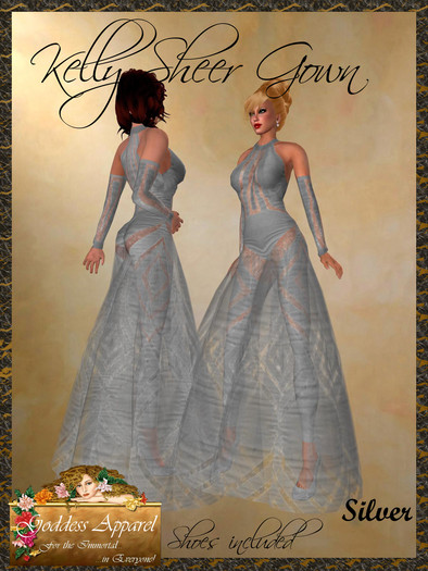 Second Life Marketplace - *Goddess* Kelly Sheer Gown in Silver