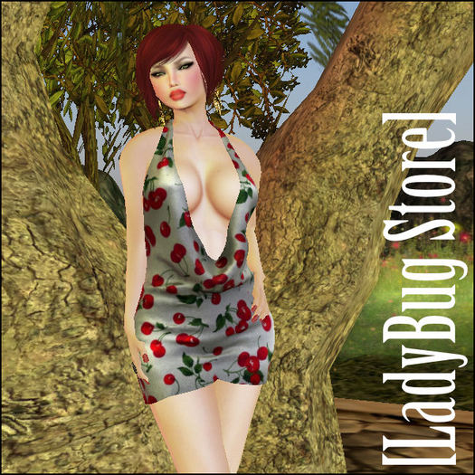 Second Life Marketplace - [LadyBug Store] Sexy Cowl Mini Dress Cherries