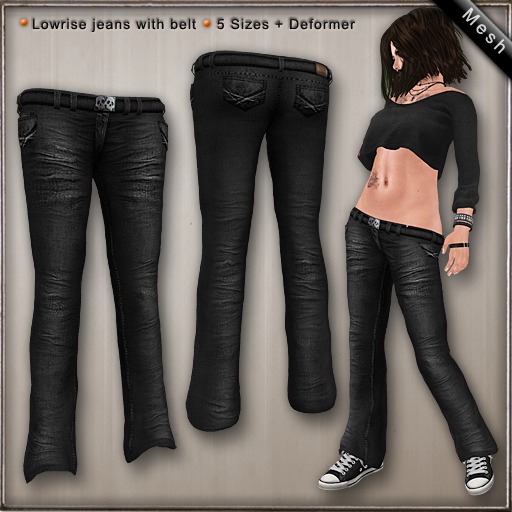 Second Life Marketplace - DN Mesh Jessi Jeans - Black