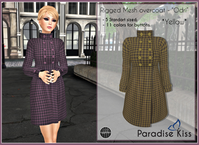 Second Life Marketplace - {Paradise Kiss} Odri Overcoat-Yellow (Rigged ...