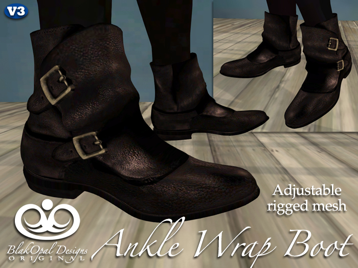 Second Life Marketplace - Ankle Wrap Boots For Men - Brown [Fitted Mesh]