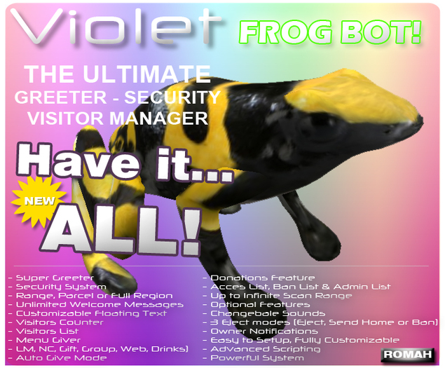 Second Life Marketplace - YELLOW FROG BOT - The Ultimate Greeter ...