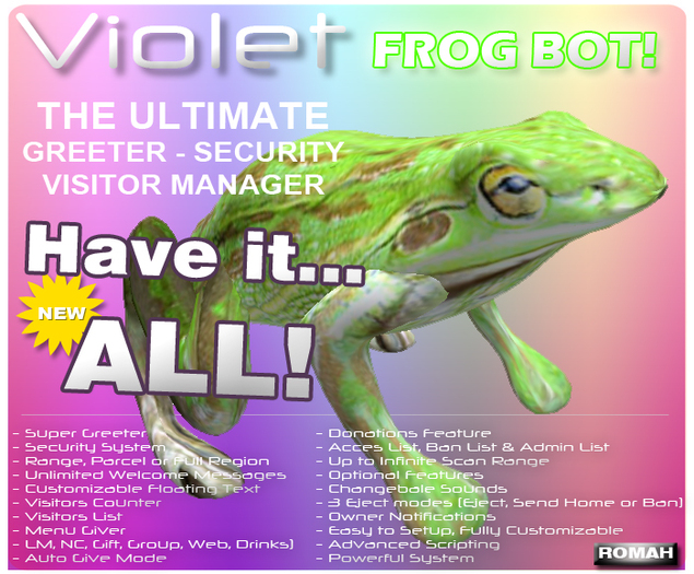 Second Life Marketplace - GREEN FROG BOT - The Ultimate Greeter ...