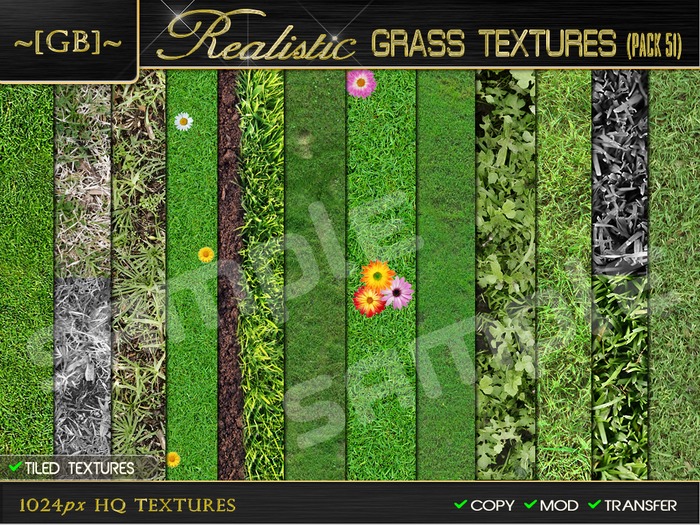 Second Life Marketplace - ~ [GB] Textures HQ ~ 00012 - Realistic Grass ...