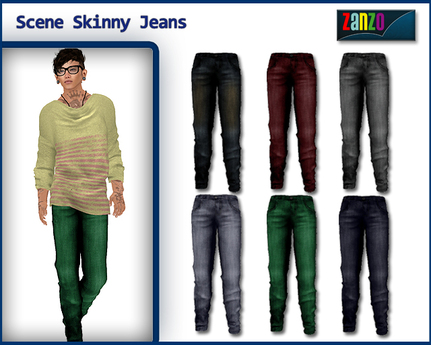Second Life Marketplace - *Zanzo* Scene Skinny Jeans (Filth)