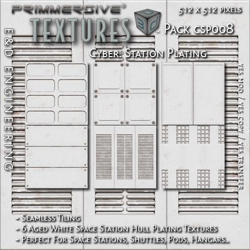 Second Life Marketplace - [CSP008] 6 512px White Steel Panel Textures for Space Stations ...