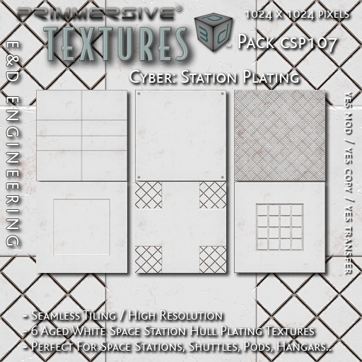 Second Life Marketplace - [CSP107] 6 1024px White Steel Panel Textures for Space Stations ...