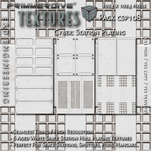 Second Life Marketplace - [CSP108] 6 1024px White Steel Panel Textures ...