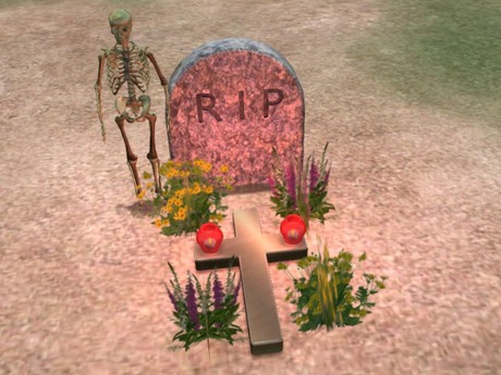Second Life Marketplace - Gravestone Granite RIP, Cross, Flowers ...