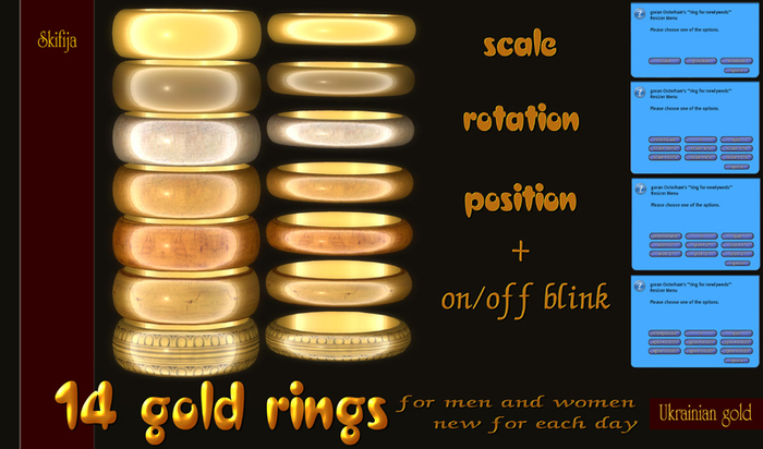 Second Life Marketplace - 14 gold rings L&G