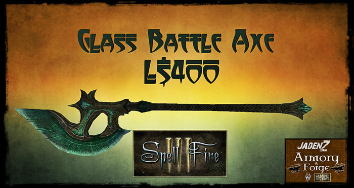 Second Life Marketplace - SF3 - Glass Battle Axe [Mesh] [Spell Fire 3]