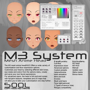 Second Life Marketplace - - M3 Mesh Anime Head