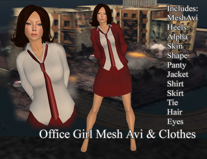 Second Life Marketplace - -SWD- Office Girl Mesh Avi and Clothes RED