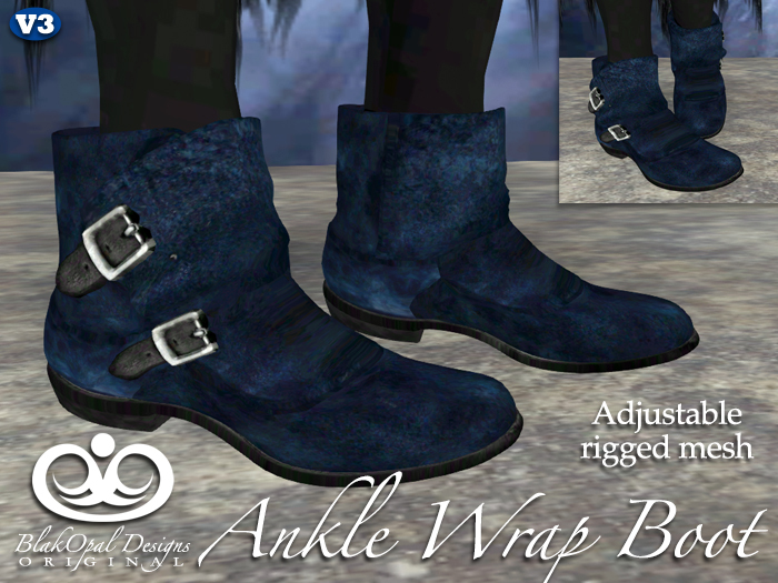 Second Life Marketplace - Ankle Wrap Boots For Men - Blue