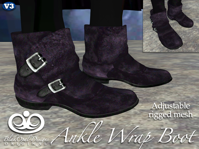 Second Life Marketplace - Ankle Wrap Boots For Men - Purple [Fitted Mesh]