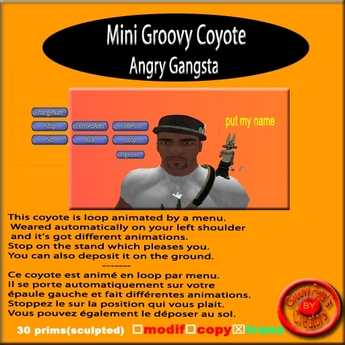 Second Life Marketplace - **Mini Groovy Coyote - Angry Gangsta
