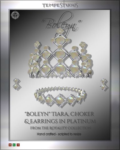 Second Life Marketplace - "BOLEYN" Tiara, Choker & Earrings by ~TEMPESTUOUS~ Platinum - Royality ...