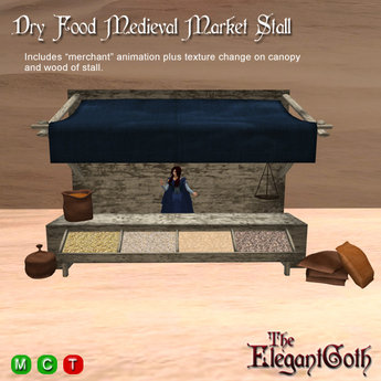 Second Life Marketplace - Dry Food Medieval Market Stall - Vendor Cart