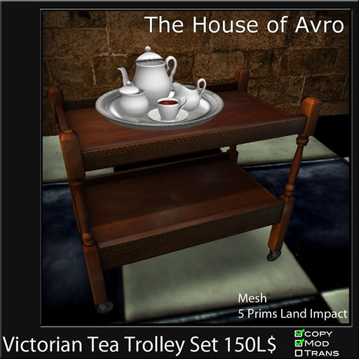 Second Life Marketplace - Victorian Tea Trolley Set - Mesh, Gothic ...