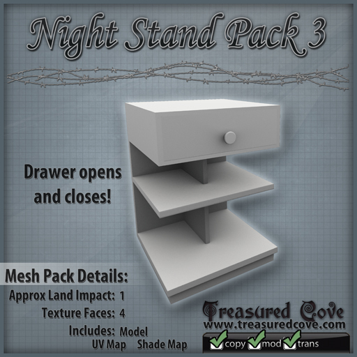 Second Life Marketplace - -TC- Night Stand Pack 3 Mesh 50% Discount!!