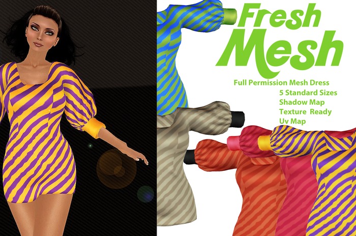 Second Life Marketplace - Fresh Mesh-Full Permission dress 1/3 sleeve