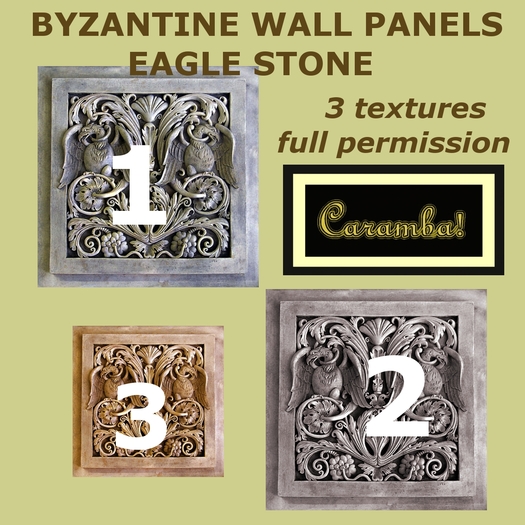 Second Life Marketplace - Byzantine wall panels Eagle stone - texture pack