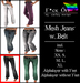 Second Life Marketplace - Mesh Jeans w. Belt BLACK