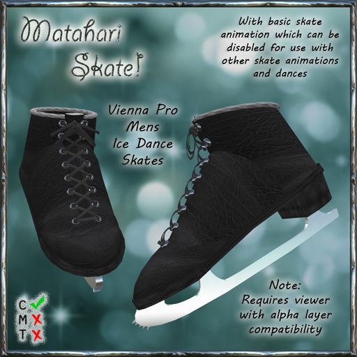 Second Life Marketplace - Matahari Skate! Vienna Pro Mens Black Ice ...