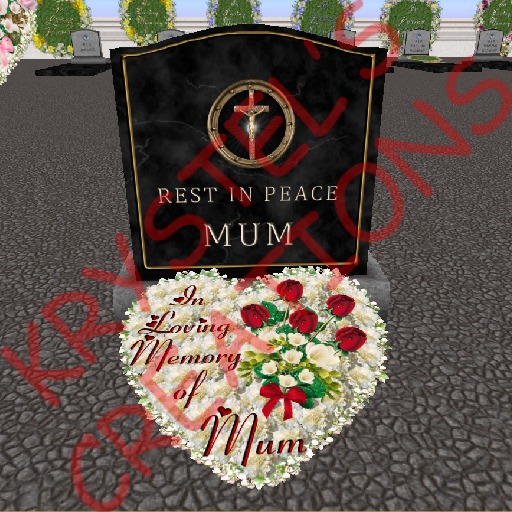 Second Life Marketplace - GR23 RIP Mum with Heart Wreath Black Marble ...