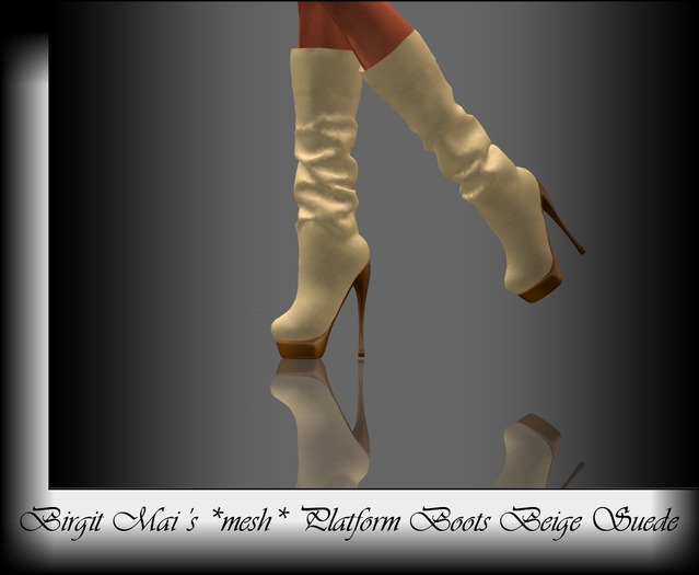 Second Life Marketplace - Birgit Mai's *MESH* Platform Boots Beige ...