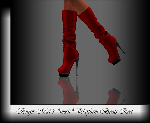 Second Life Marketplace - Birgit Mai's *MESH* Platform Boots Red (BOXED)