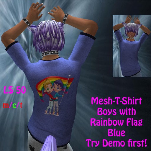 Second Life Marketplace - S&D Mesh Shirt Rainbow Flag Blue (for kids ...