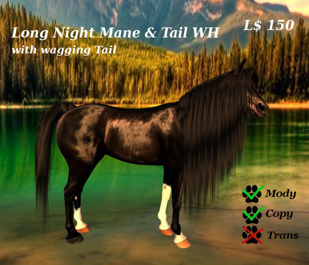 Second Life Marketplace - Neko - Long Night Mane & Tail WH (Boxed) - WH ...