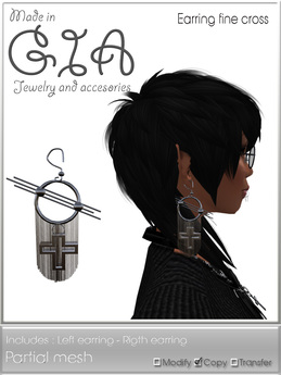 Second Life Marketplace - Gia Earring fine cross PROMO sale 50%