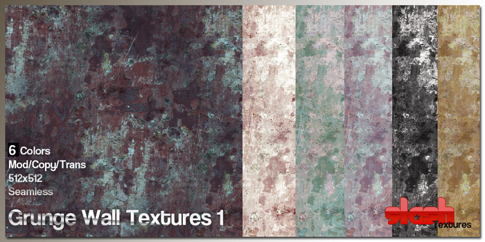 Second Life Marketplace - Slash Textures - Grunge Wall Textures - 6 ...