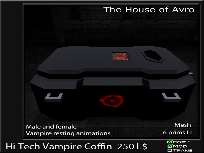 Second Life Marketplace - Hi Tech Vampire Coffin - Mesh 6 Pirms LI ...
