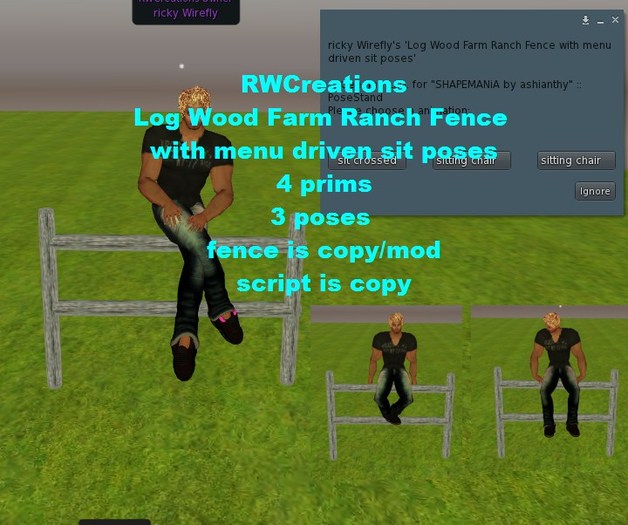 Second Life Marketplace - Log Wood Farm Ranch or Stable Fence with 3 ...