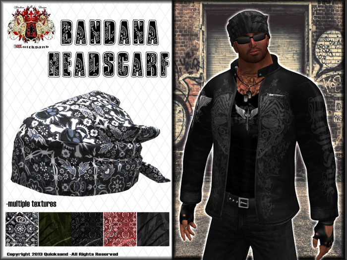 Second Life Marketplace - Q.s. Bandana Headscarf /Multi-Texture