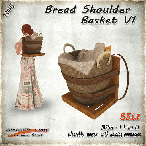 Second Life Marketplace - [Ginger Line] Bread Shoulder Basket V1 ...