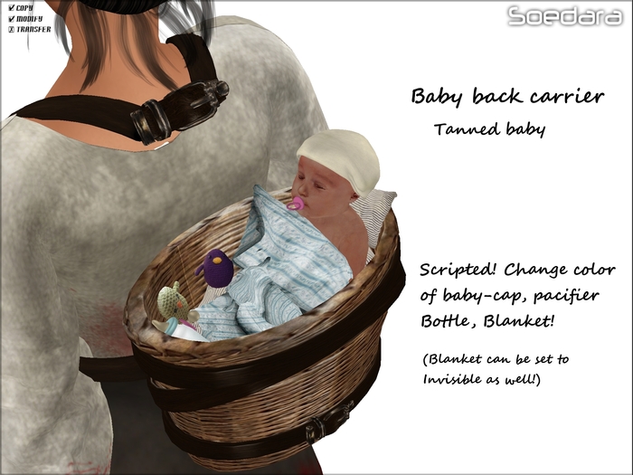Second Life Marketplace - ~Soedara~ Tanned Baby Back Carrier