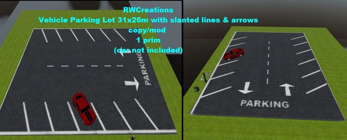Second Life Marketplace - Vehicle Parking Lot 31x26m with slanted lines ...