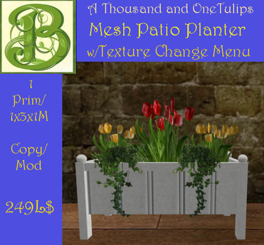 Second Life Marketplace - Mesh 1001 Tulips Patio Planters with Texture ...
