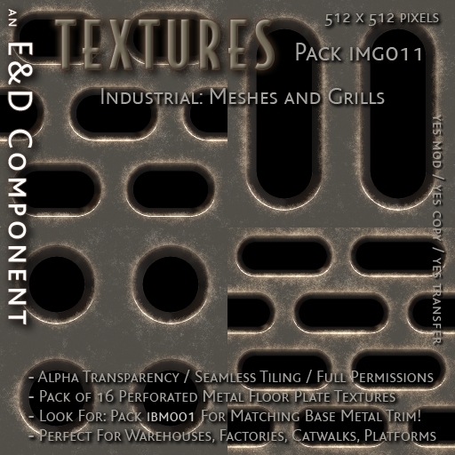 Second Life Marketplace - [IMG011] 16 Clean Perforated Metal Floor ...