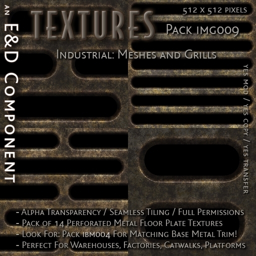 Second Life Marketplace - [IMG009] 14 Aged Perforated Metal Floor ...