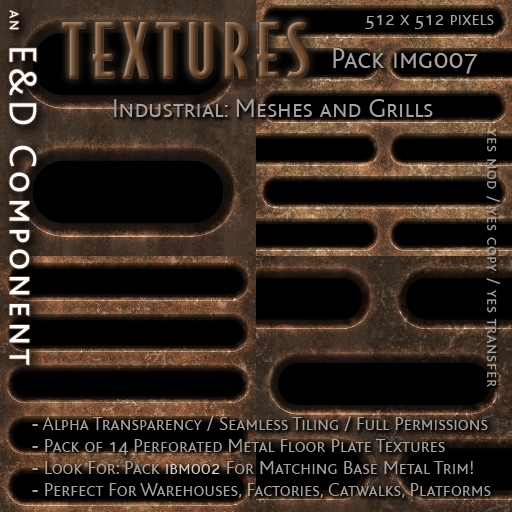 Second Life Marketplace - [IMG007] 14 Aged Perforated Metal Floor ...